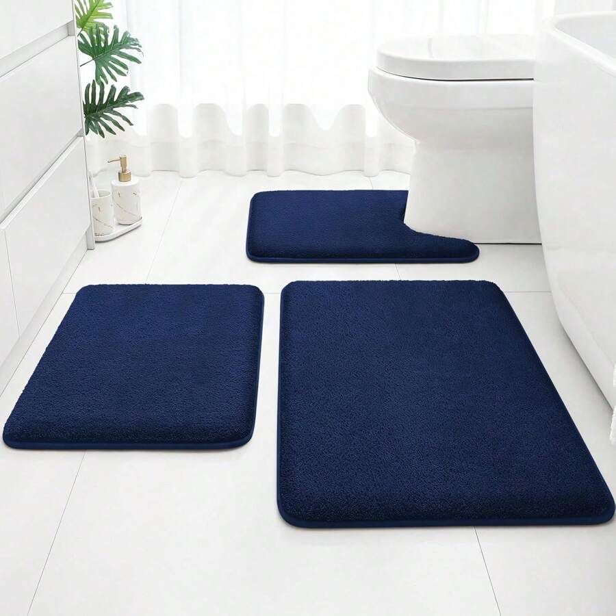 S Upgraded Bathroom Rugs Set 3 Piece, Extra Thick Absorbent Soft Memory ...