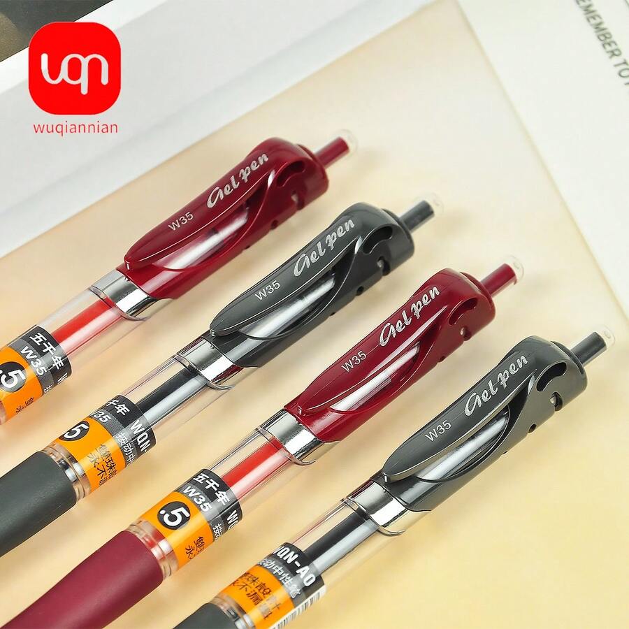 WUQIANNIAN (WQN) 3/6pcs Large Capacity Black/Red Press Neutral Pen, 0 ...