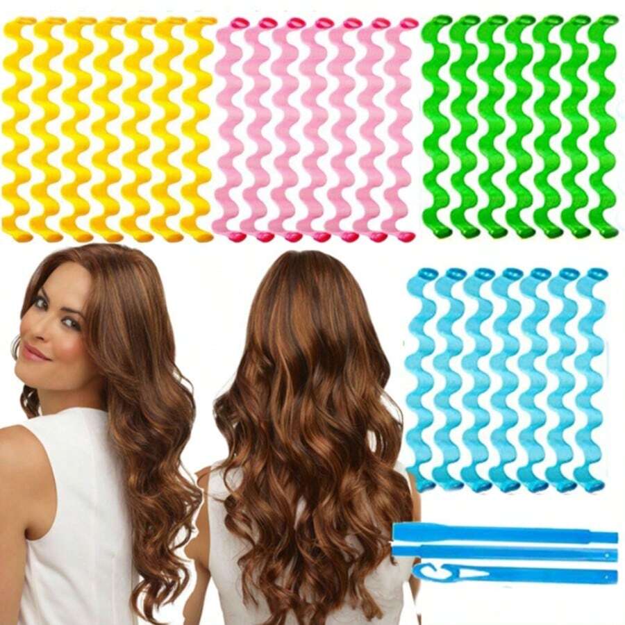 14 Pieces Set With 2-3 Magical Spiral Hair Curlers In Random Colors ...
