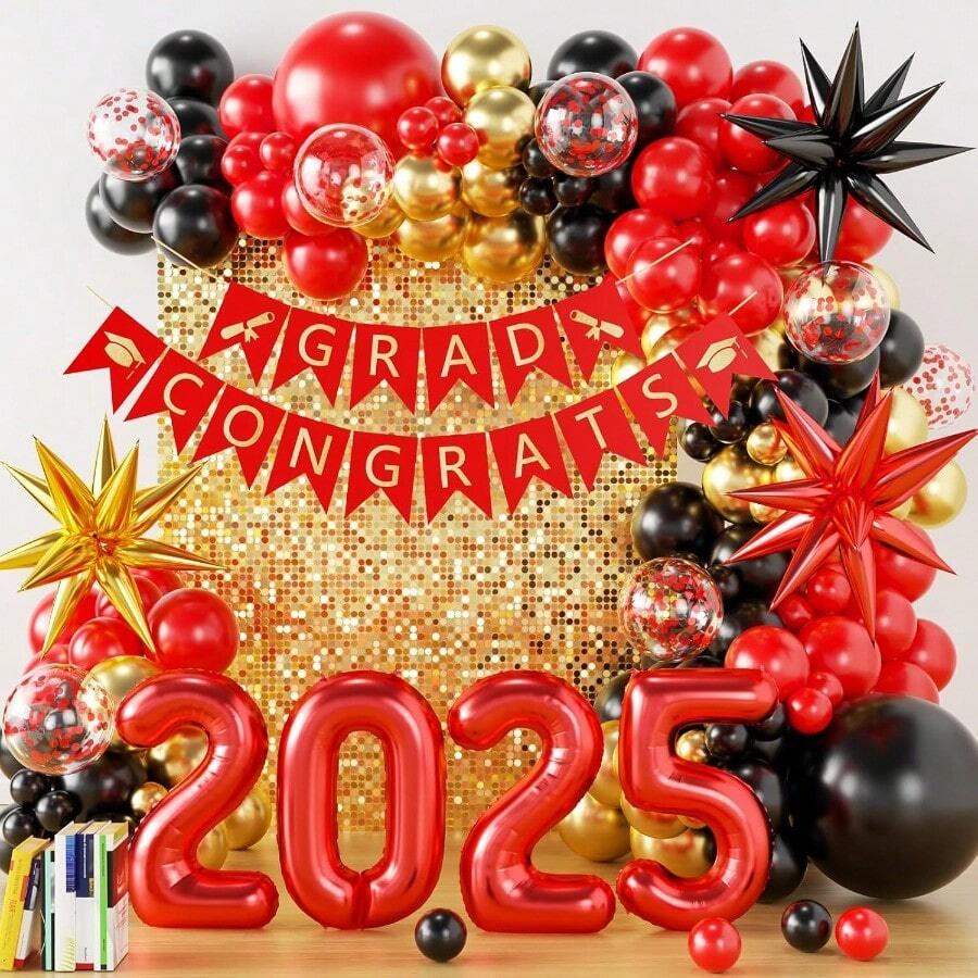 Red And Black Graduation Drations Class Of 2025 2025 Graduation Party ...