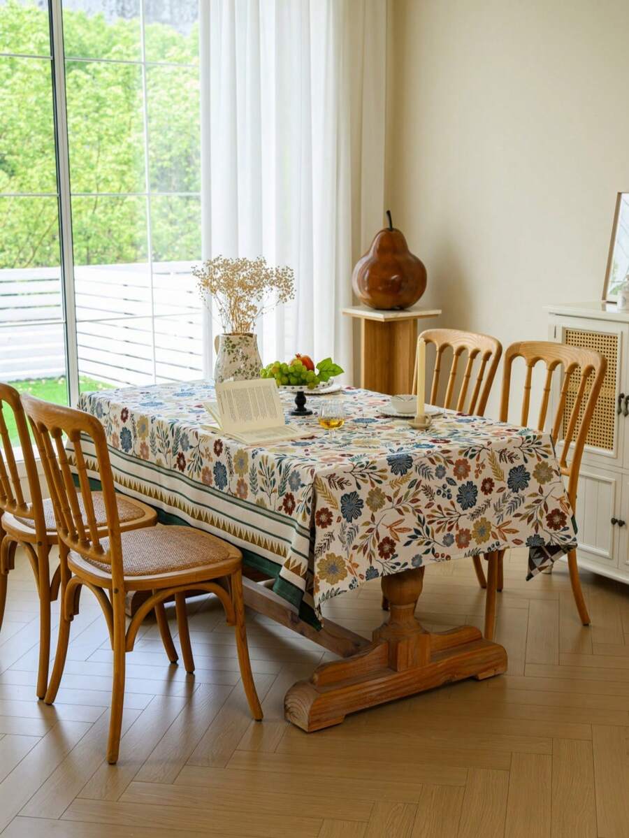 1pc Floral Patterned Tablecloth, Vintage Elegant, Suitable For ...