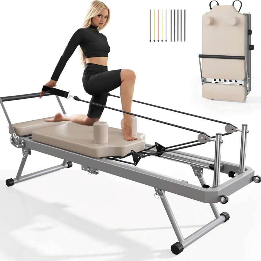 DlandHome Pilates Reformer Machine, Indoor Pilates Reformer With High ...