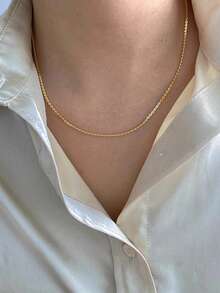 Nooxian 1pc Jewelry Women Golden Stainless Steel Simple S-Shaped Chain ...