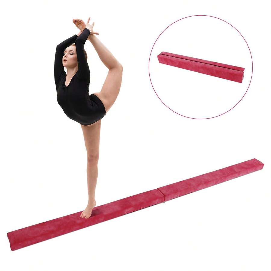 U'King 2.1M Folding Balance Beam, Pink Flannel Gymnastics Balance Beam ...