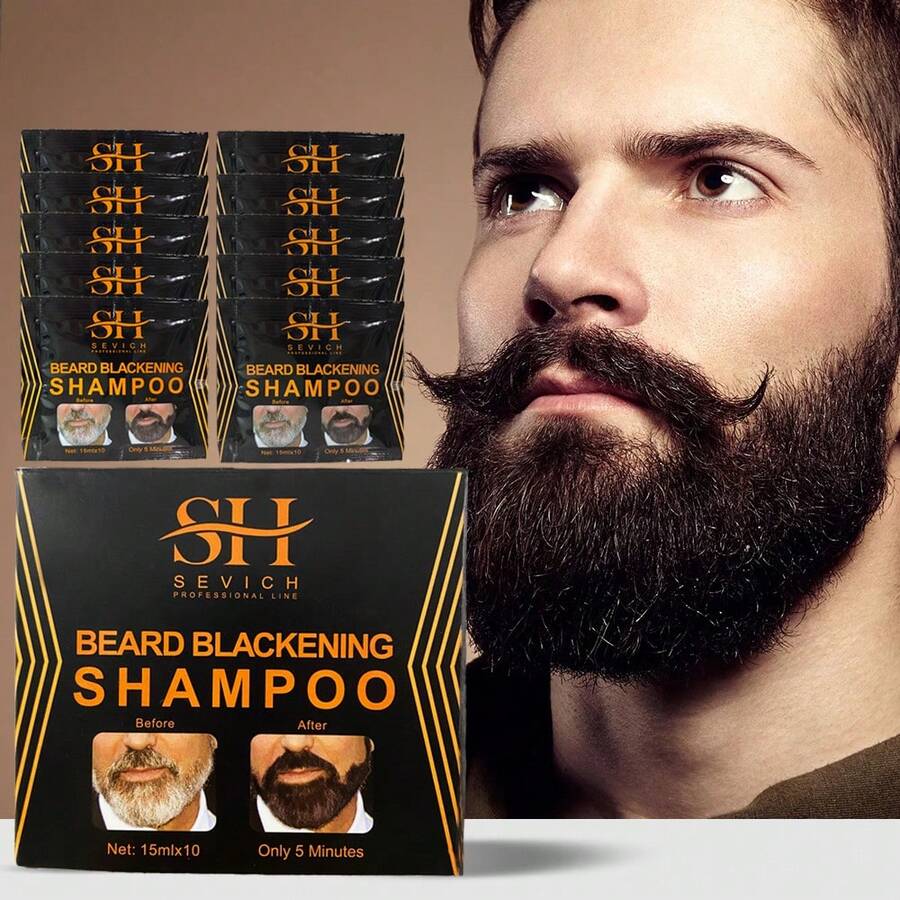 sevich Black Beard Dye For Men - 10 Pack Instant Mustache & Sideburn ...