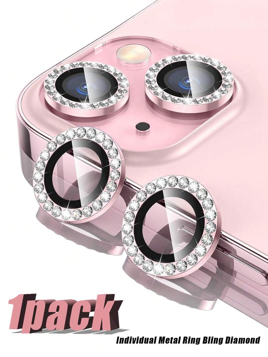 1pack Compatible With IPhone Camera Lens Protector, Pink Glitter Lens ...