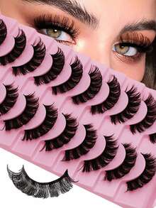 10 Pairs DD Curl Russian Strip Lashes Fluffy Volume False Eyelashes DD ...
