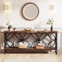 Tribesigns 70.9" Narrow Sofa Table, Industrial Long Sofa Table Behind ...