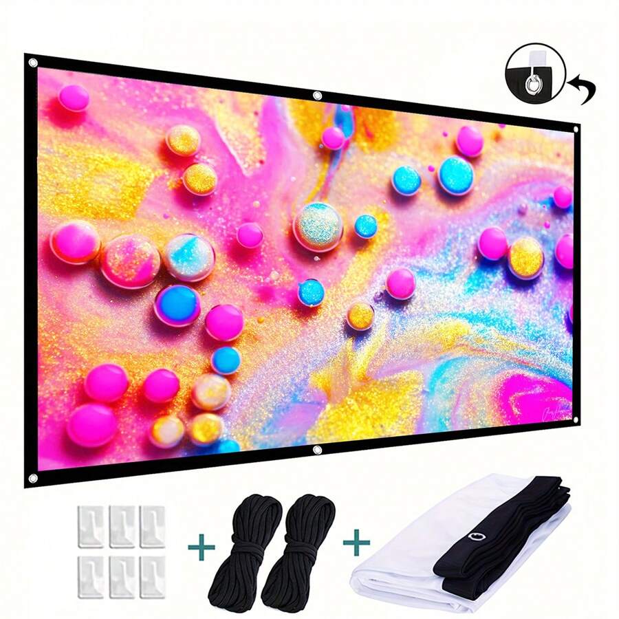 100 Inch Lightweight Projector Screen,16:9 Foldable Anti-Crease ...
