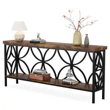 Tribesigns 70.9" Narrow Sofa Table, Industrial Long Sofa Table Behind ...