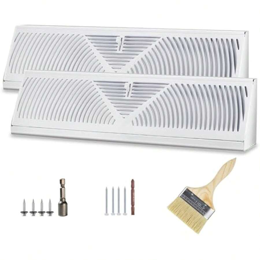 5 Pack 18 Inch Baseboard Register Vent Cover Grill Floor Wall Baseboard ...