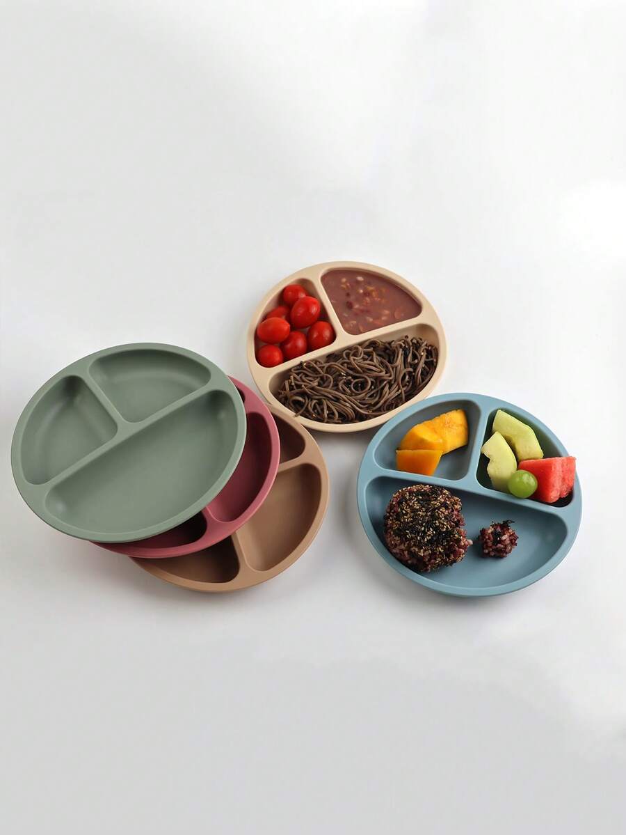 1 Piece Silicone Feeding Plate Baby Food Plate Anti-Falling Adsorption ...