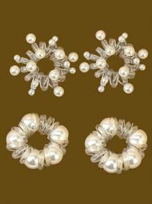 2/4pcs Pearl Spiral Hair Ties, Simple Hair Ropes For Buns, Ponytails ...