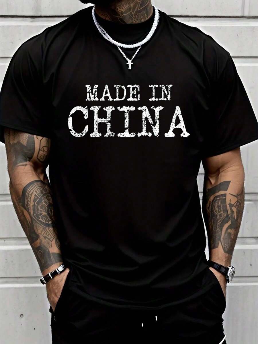 100% Cotton Made In China Crew Neck Short Sleeve T-Shirt, Casual Print Graphic Cotton Tees Men ...