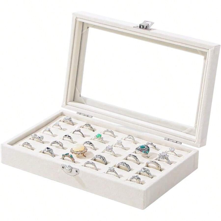 Rings Anizer Tray Veet Jewelry Ring Storage Box With Transparent Lid ...