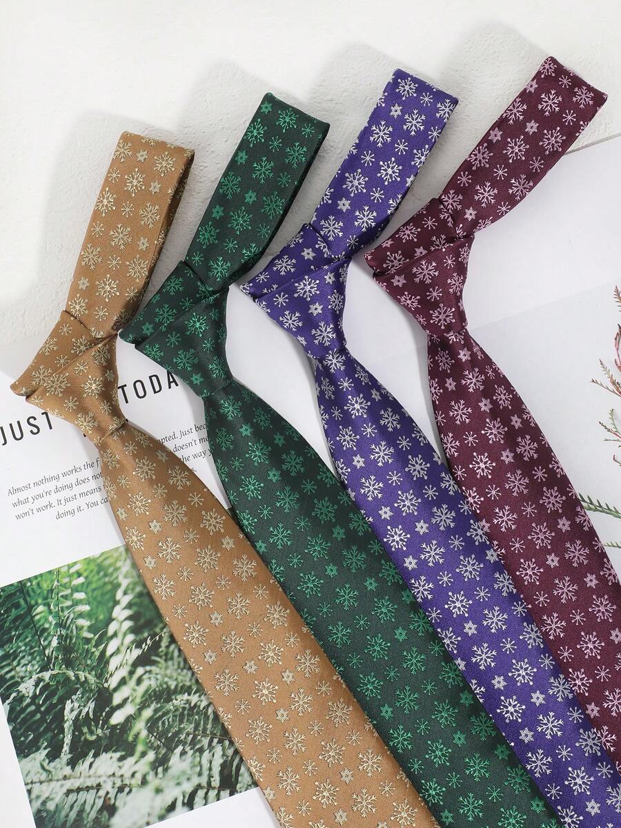 1pc Men's Fashion Snowflake Pattern Soft Texture Tie, Suitable For ...