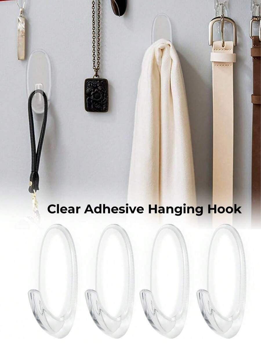 Self-Adhesive Transparent Hooks, Removable Ceiling Hooks, No Damage No ...
