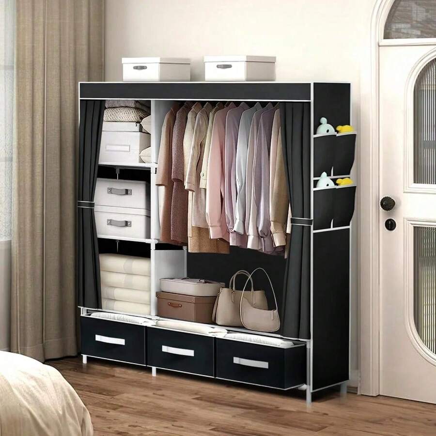 1-Pack Lightweight Wardrobe, Fabric Wardrobe, Portable Wardrobe With ...