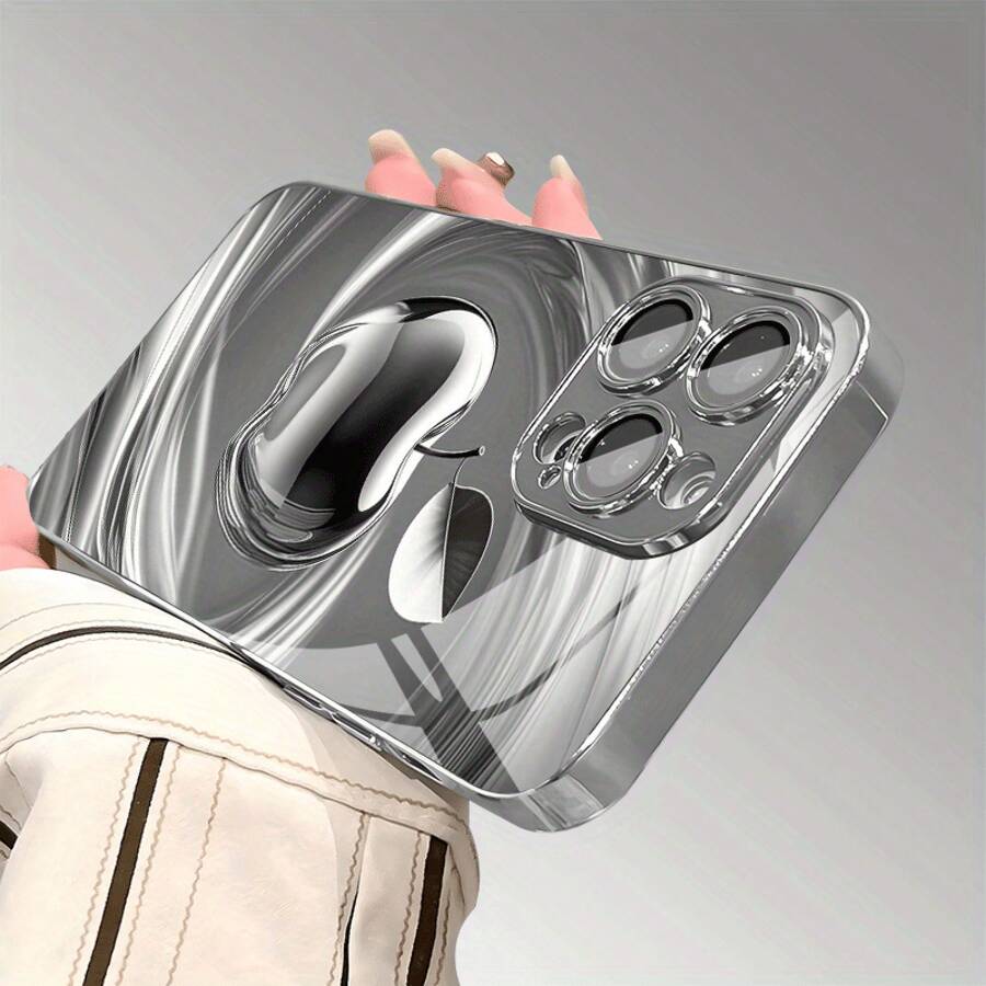 Stylish Silvery Apple Pattern Phone Case For IPhone 16Promax/16plus ...