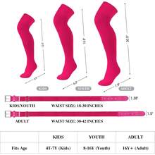 XZQTIVE Over Knee Baseball Socks And Belt Combo Set Youth Pink Softball ...