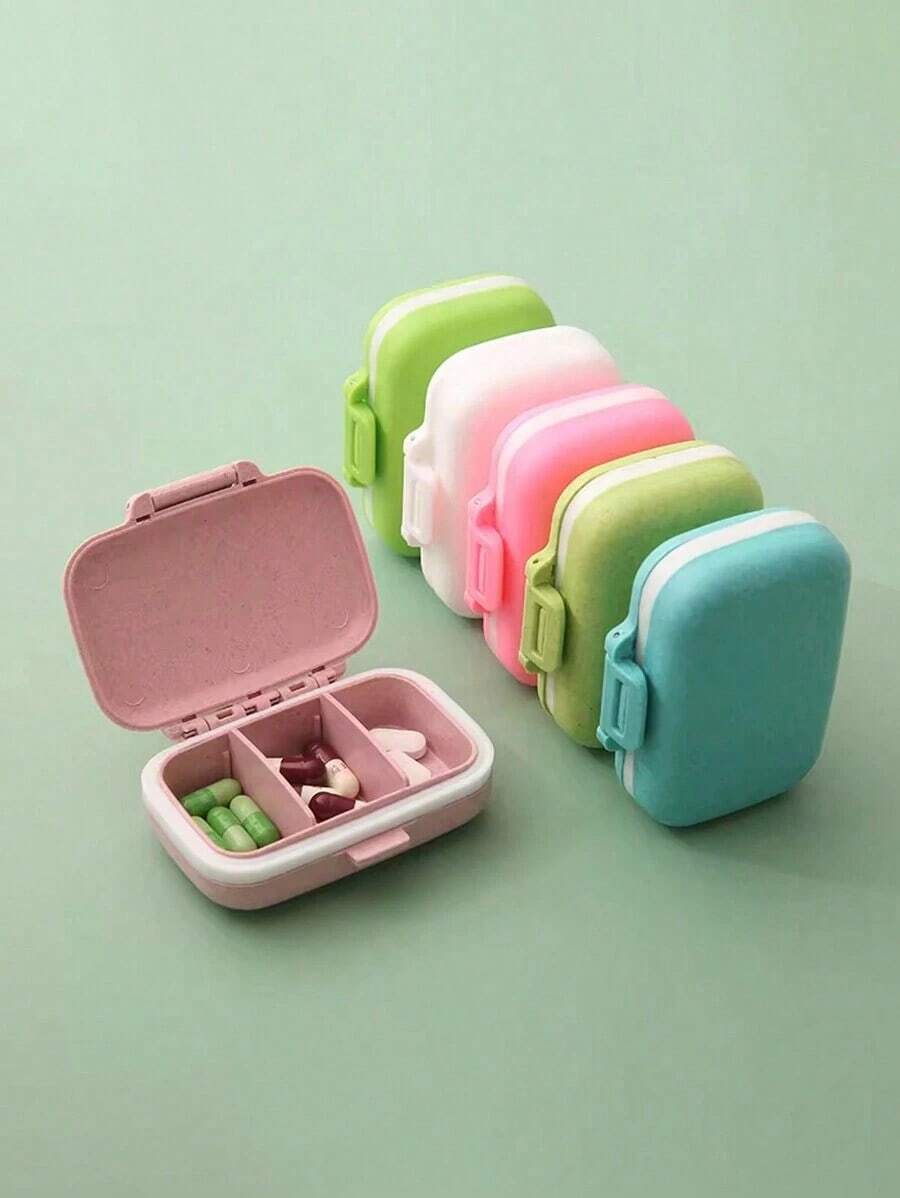 Mini Portable Pill Organizer Box - 3 Compartment Pill Box Tablet ...