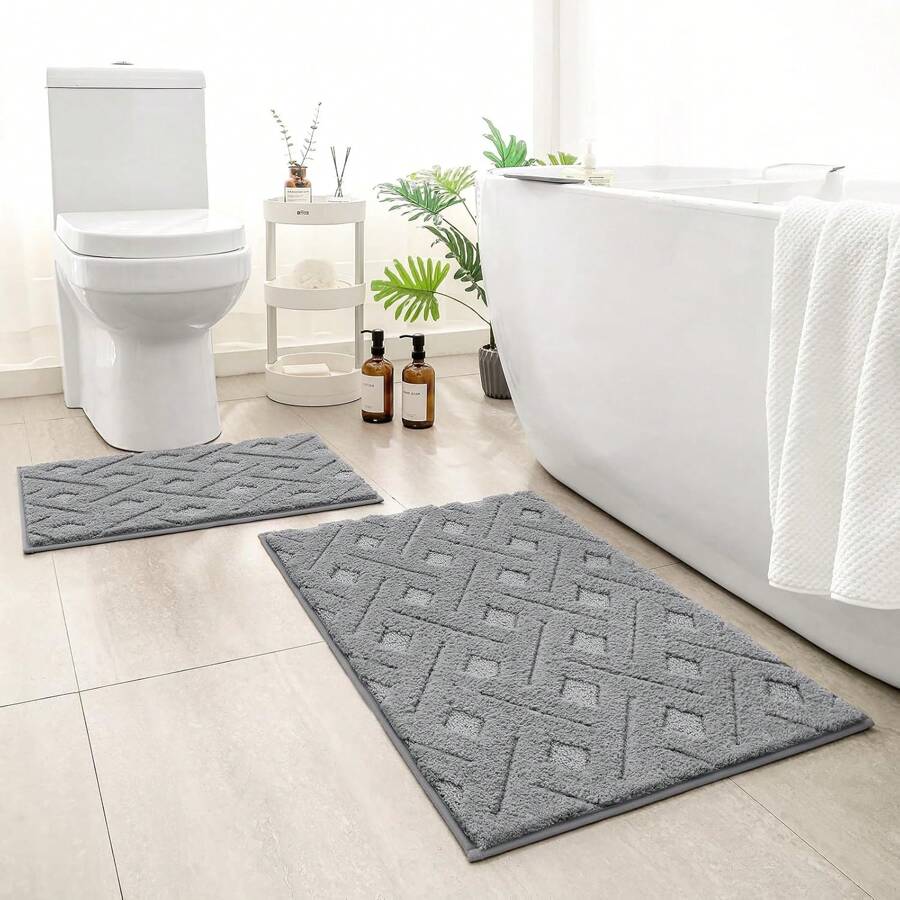 Bathroom Rugs Sets 2 Piece, Extra Soft Shaggy Absorbent Non Slip ...