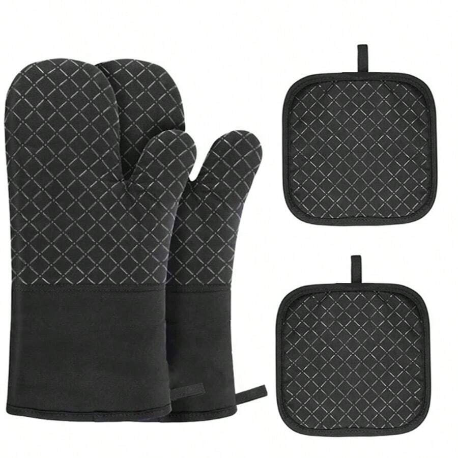 4pcs Farmhouse Kitchen Pot Holders Oven Mitts Set 2 Potholders 2 ...