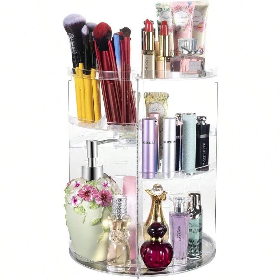 360 Rotating Makeup Organizer Spinning Countertop Cosmetic Holder Shelf ...