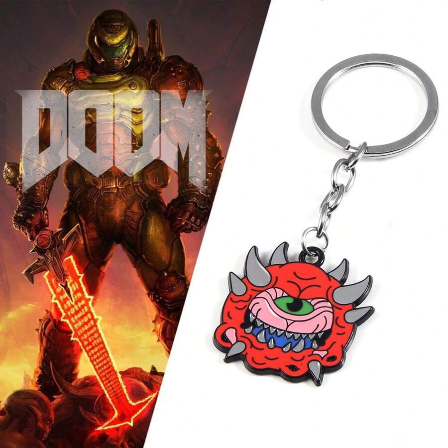 rongji jewelry 1pc Doom Eternal Cacodemon Keychain, Game Accessory Decoration Halloween ...
