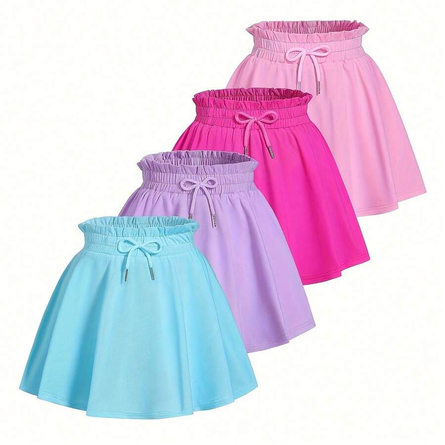 4pcs, Girls' Summer Fashion Shorts Summer Girls' Quick Drying Solid ...