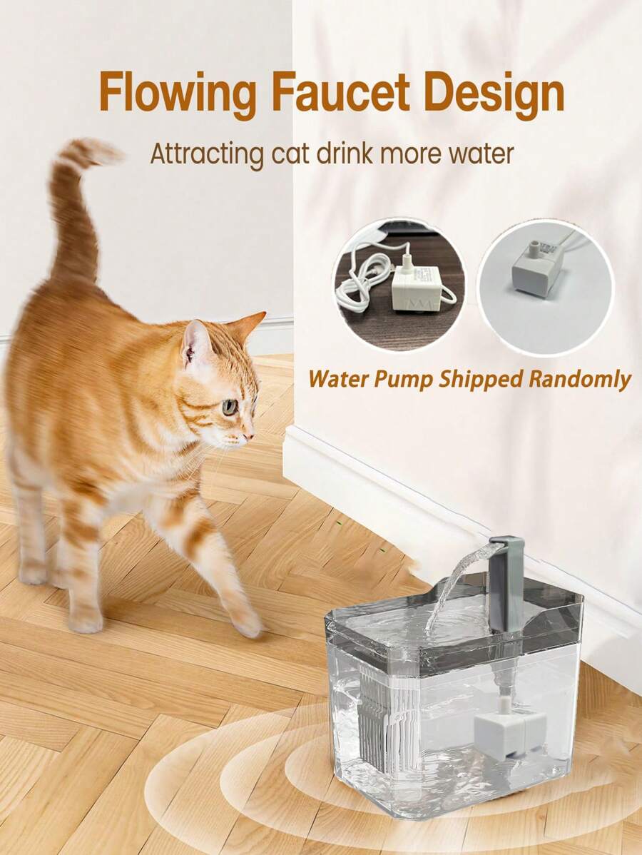 Cat Water Fountain 1.5L/50.72Oz Pet Water Fountain For Cats Indoor Silent USB Plug Cat Water ...