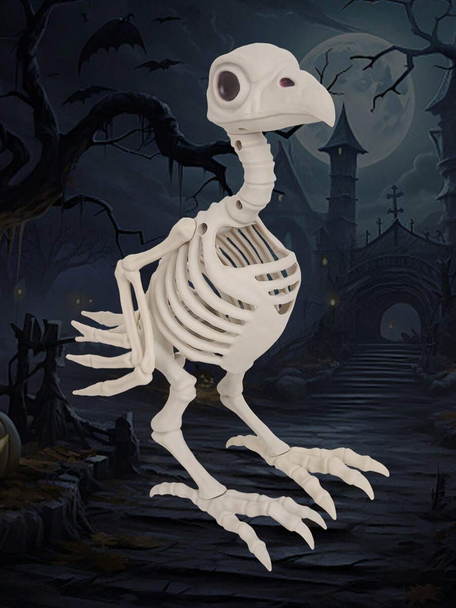 1/2PCS Halloween Skeleton Crow Plastic Animal Skeleton With Active ...