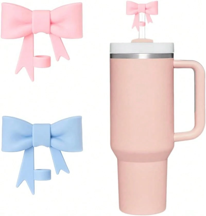 10mm Bow Shape Straw Topper For Cup (Pink+ Blue) | SHEIN USA
