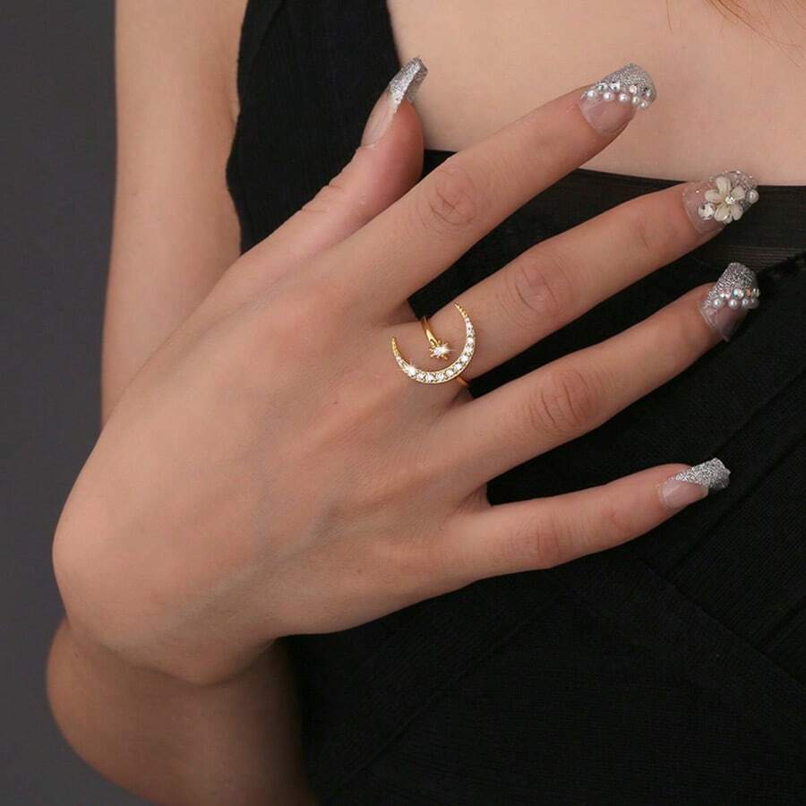 A Fashion Star Moon Open Ring With Star Moon Index Finger Open Ring ...