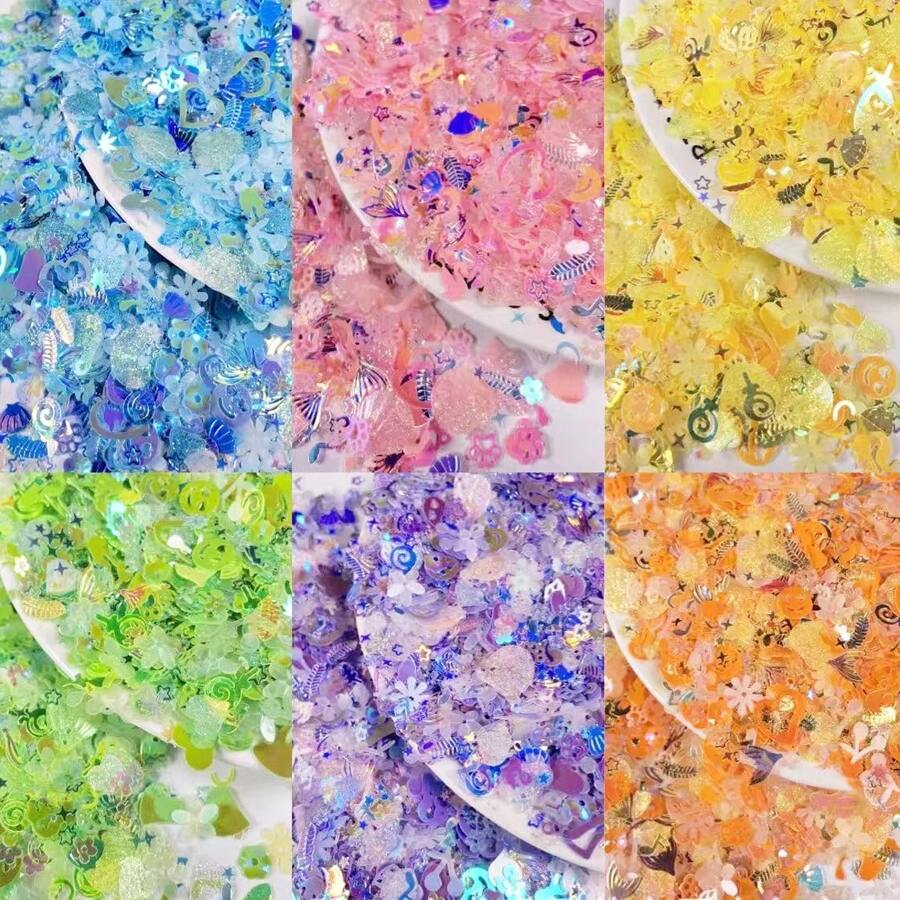 Metallic Iridescent Matte Sequins For Nail Art, DIY Filled With Star ...