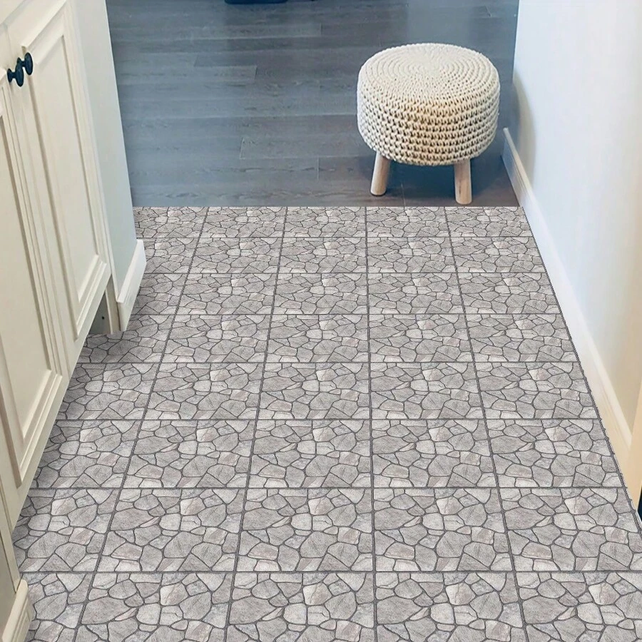 10pcs Self-Adhesive PVC Matte Ceramic Tile Stickers, Gray Stone Pattern ...