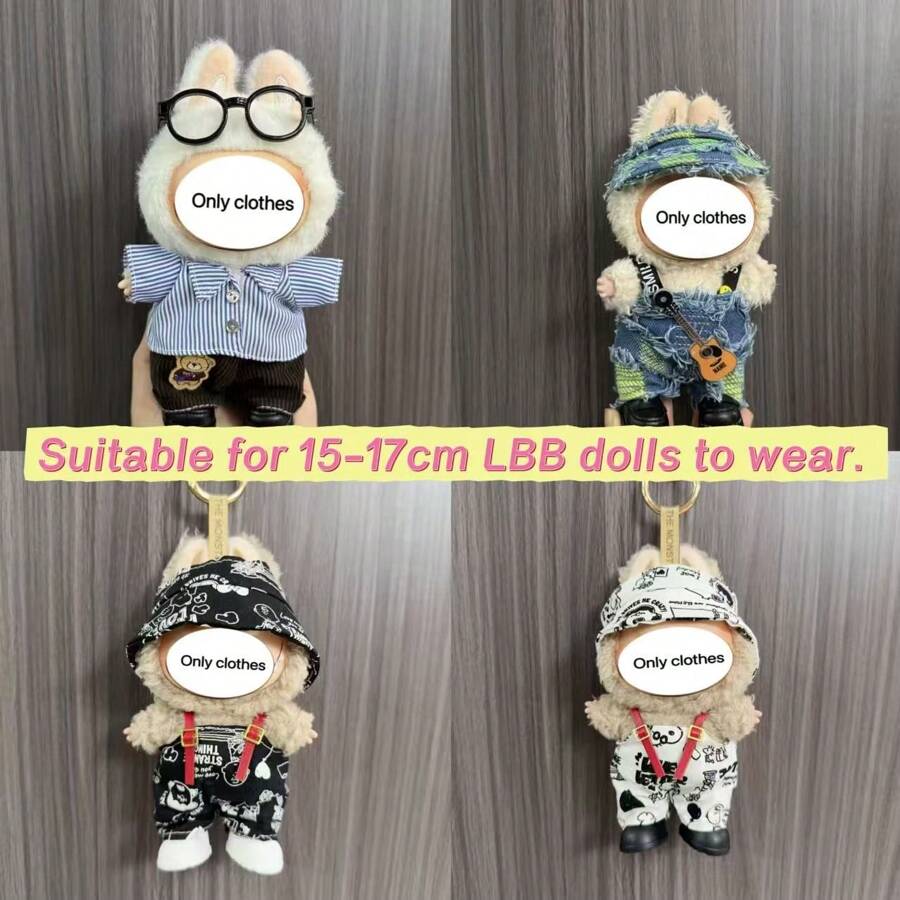 New 15-17cm Labubu Ripped Graffiti Denim Jacket Clothes For Labubu ...