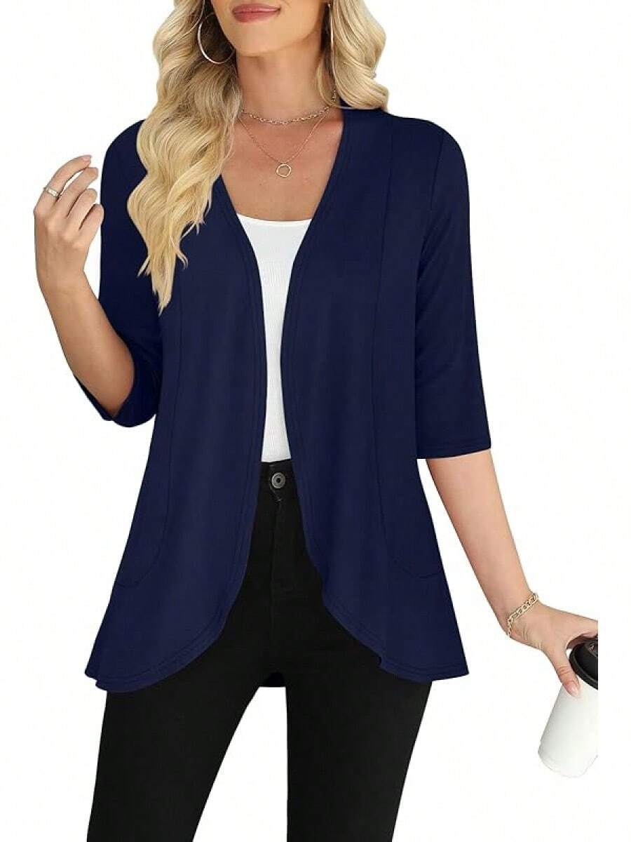 Yincro Women's Casual 3/4 Sleeve Cardigan Lightweight Soft Open Front ...