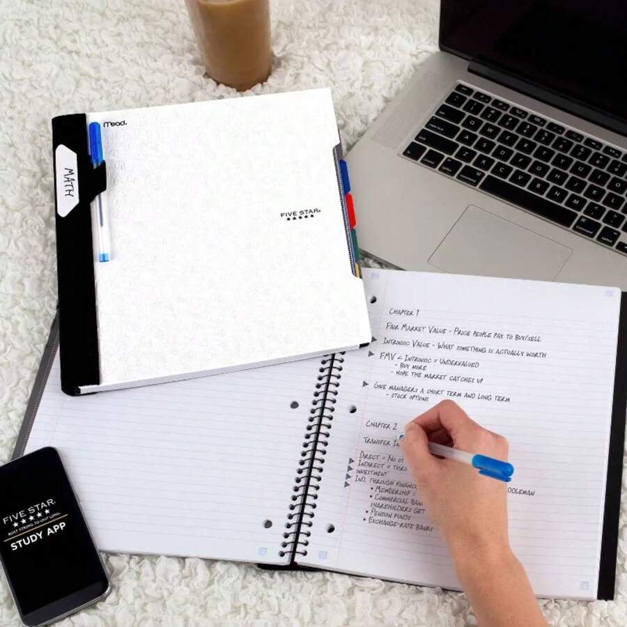 Five 200 Sheets 5 Subject College Ruled Notebook With Pocket Dividers ...