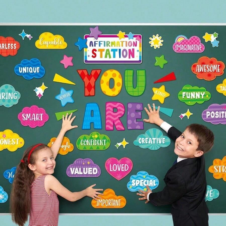 45pcs Bright Affirmation Station Bulletin Board Set Motivational ...