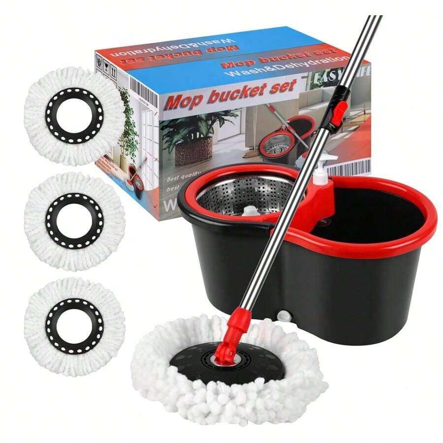 Spin Mop And Bucket With Wringer Set, 360° Mop And Bucket System With 3 ...