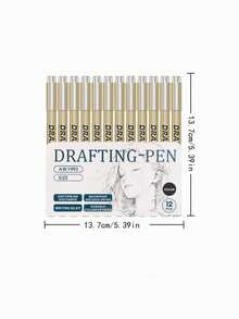 12pcs Drawing Pen Set With Black Ink, Fine-Liner Brush Pens Suitable ...