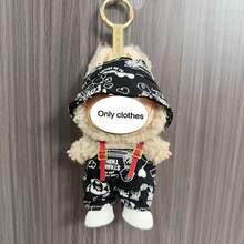 New 15-17cm Labubu Ripped Graffiti Denim Jacket Clothes For Labubu ...