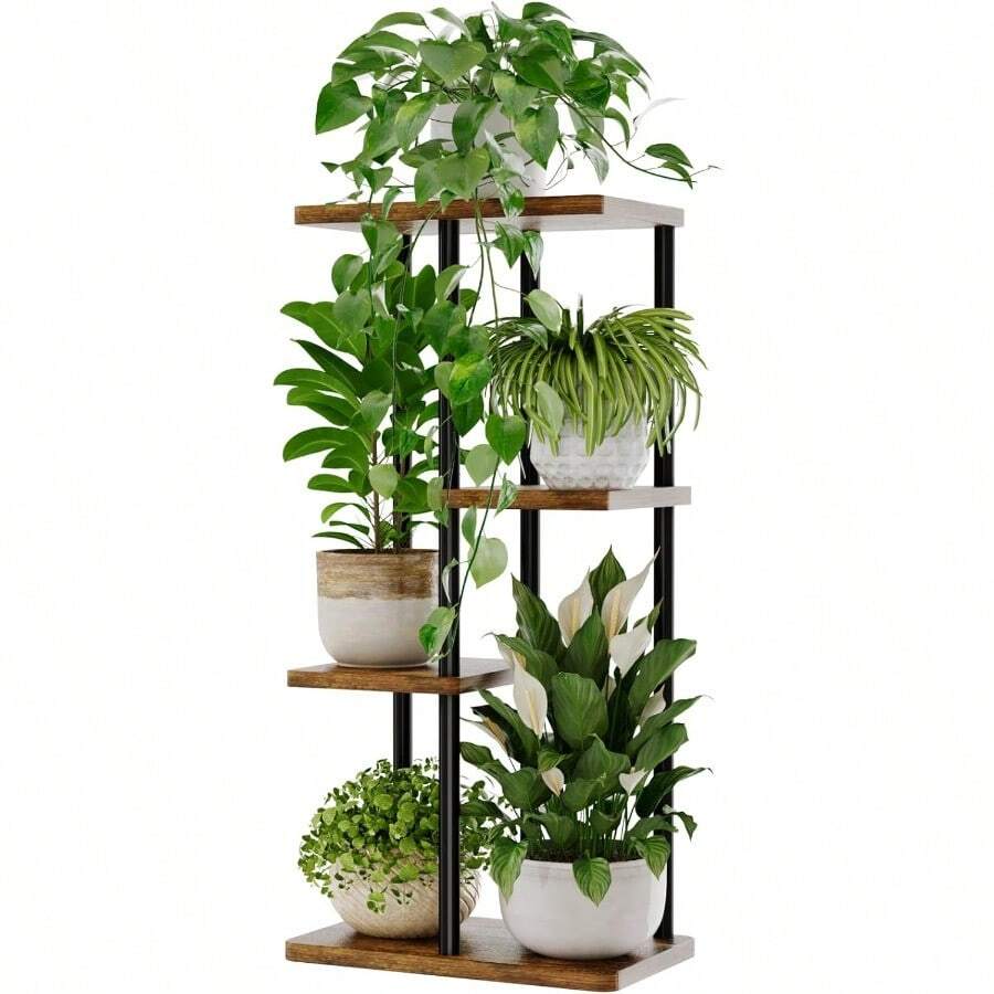 Bamworld Plant Stand Indoor Corner 4 Tier Metal Plant Shelf For ...