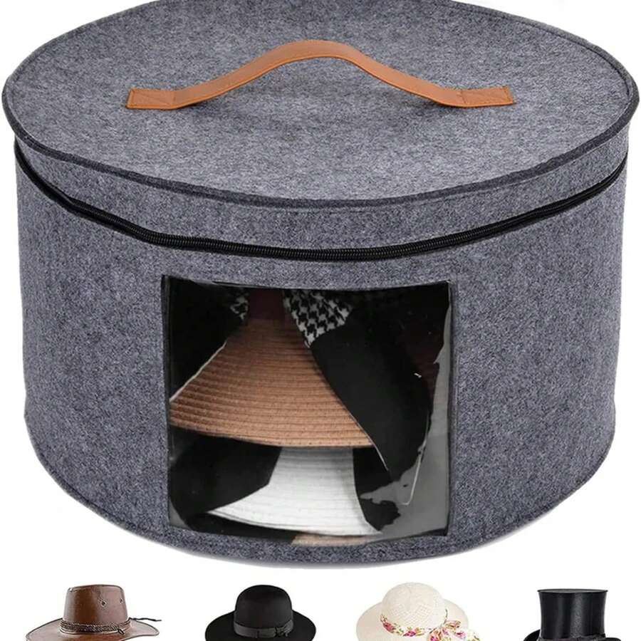 Hat Storage Box Travel Hat Box Large Round Hat Carrier Case Organizer Or Women Cowboy Hat ...