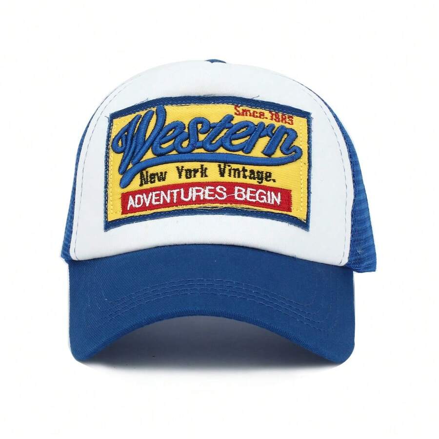 Embroidered Baseball Cap, Applique Embroidered Sun Hat, Mesh Baseball ...