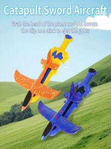Kids Catapult-Launched Foam Sword Plane & Hand-Thrown Glider Toy ...