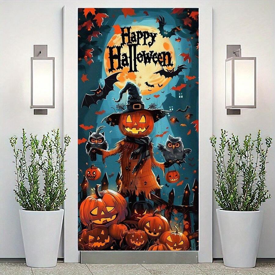 1pc Halloween Door Banner, Polyester Fiber Happy Halloween Themed ...