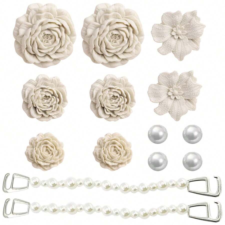 14pcs Elegant Shoe Clips! Natural Cattail Flower + Pearl, Essential For ...