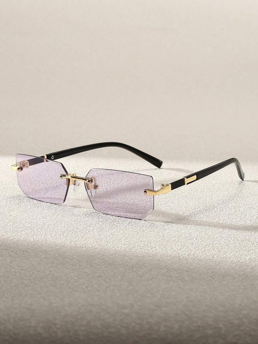 1pc Business High-End Rhinestone Cut Edge Black Small Frame Fashion ...